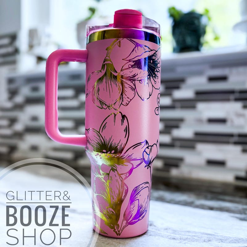 Pink Stanley With Flowers - Etsy