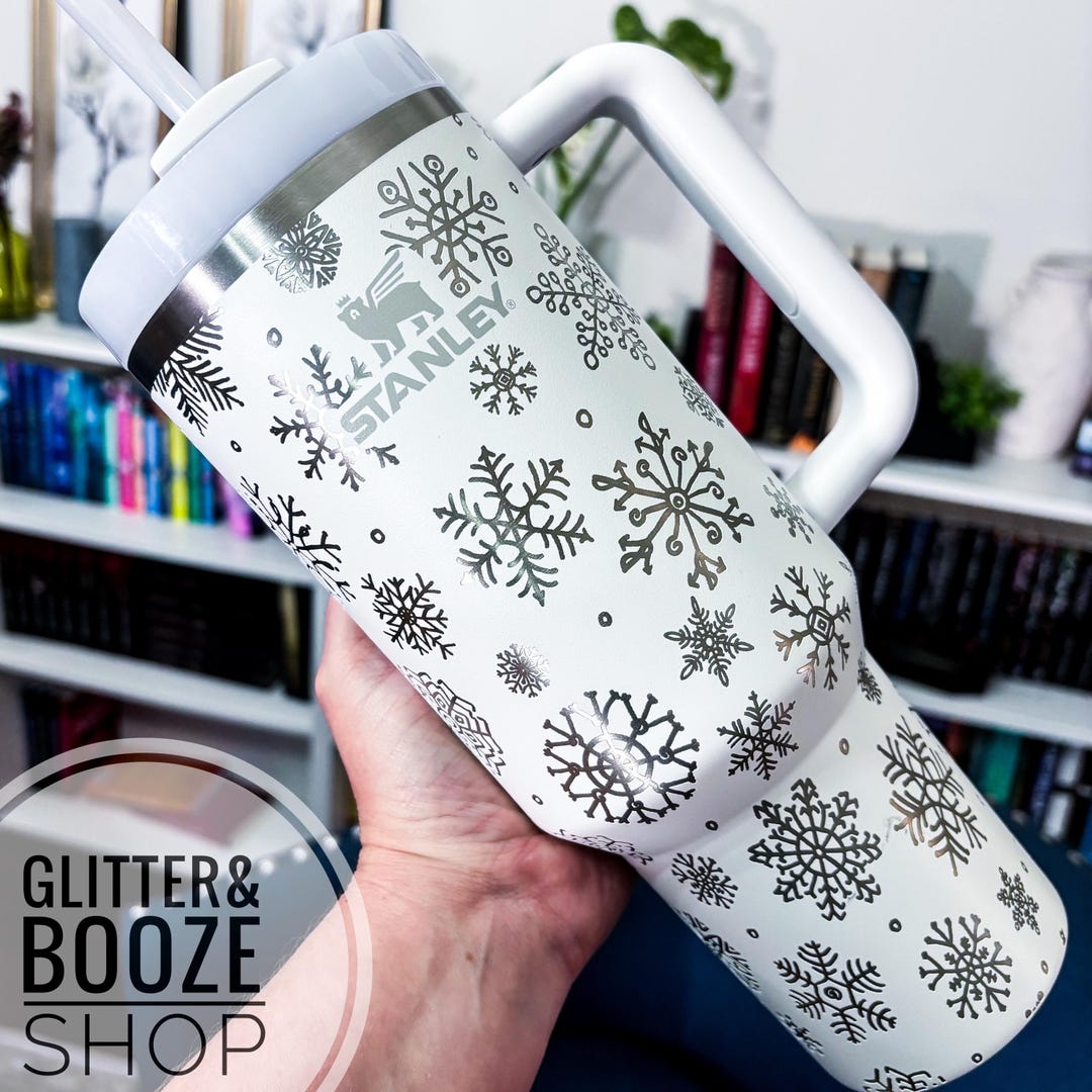 Custom Engraved Stanley Tumbler: Winter Snowflake Insulated Travel Mug ...