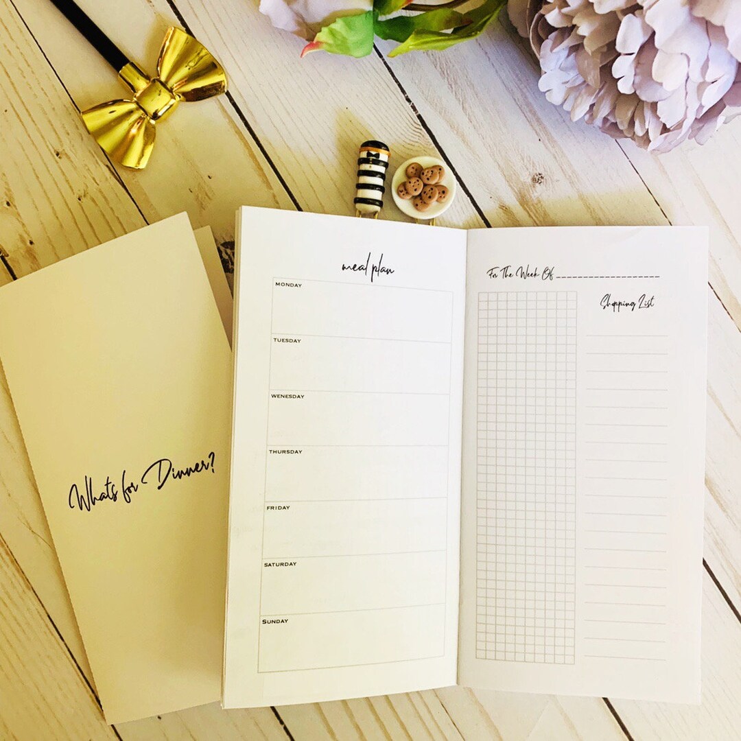 Meal Plan Inserts ~ Printed ~ Meals ~ Planner ~ Travelers Notebook ...