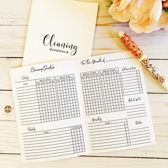 Daily Weekly Monthly Cleaning Insert Tracker Booklet | Etsy