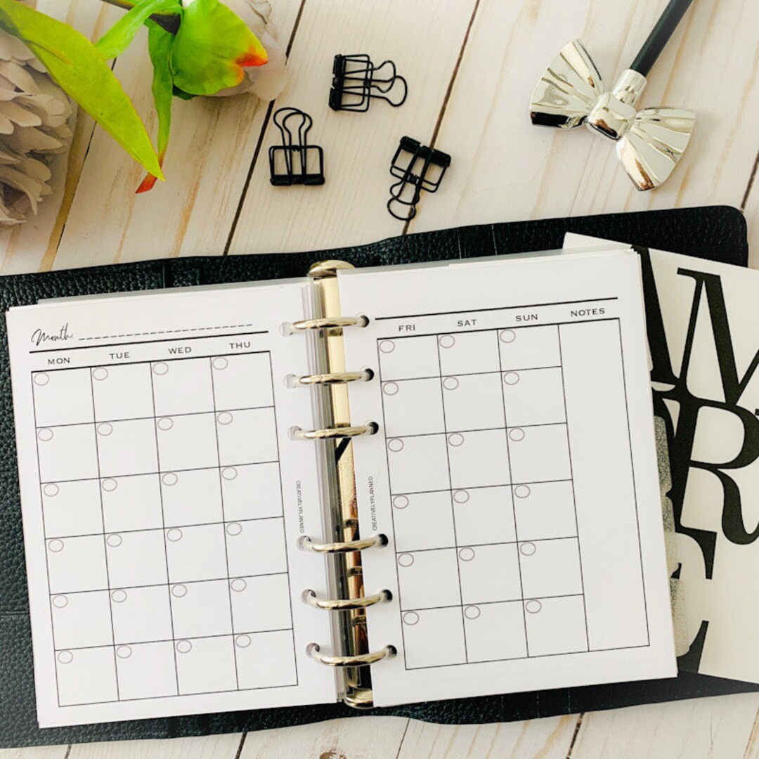Minimal Monthly Insert ~ Planner ~ Travelers Notebook ~ Ringbound - Etsy