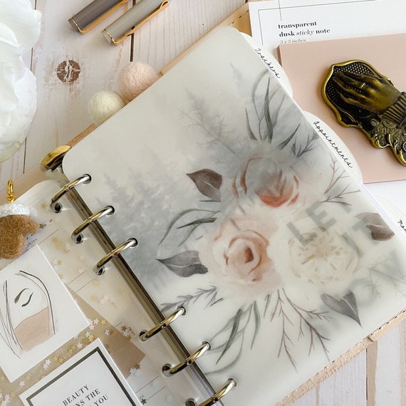 Neutral Winter Rose Vellum Dashboard Set Planner Agenda | Etsy