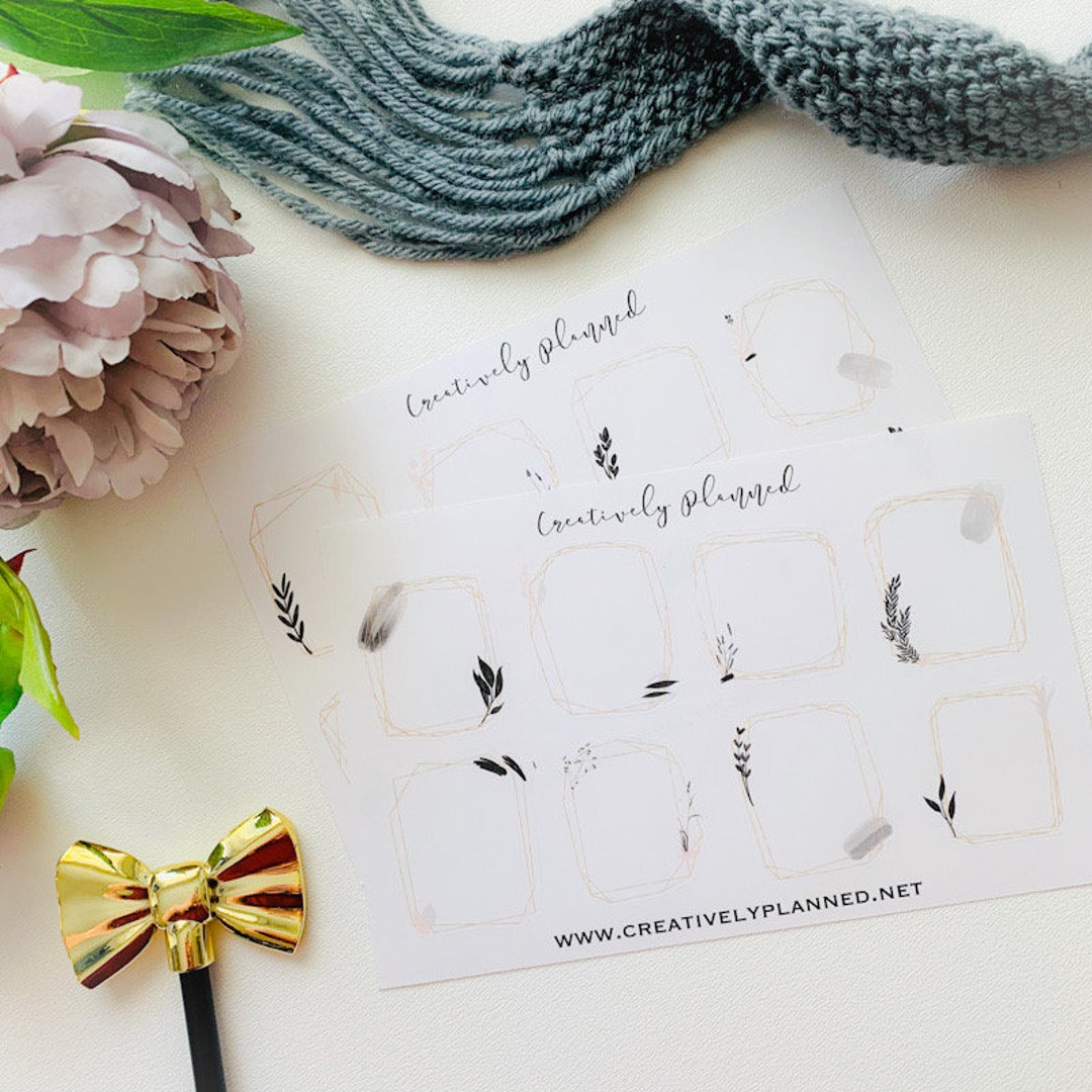 Modern Floral Frames Stickers Abstract Full Boxes Planner Decor Journal ...