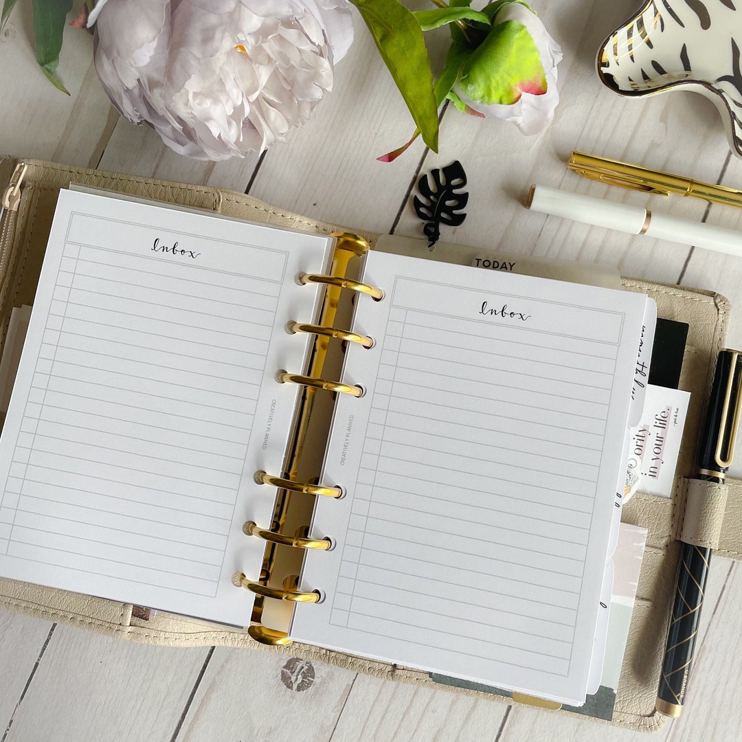 Inbox Planner Insert ~ Rings ~ Travelers Notebook ~ Discs ~ Printed - Etsy