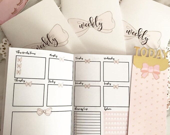 Pink Bow Weekly Inserts ~ Travelers Notebook ~ Planner ~ Printed ...