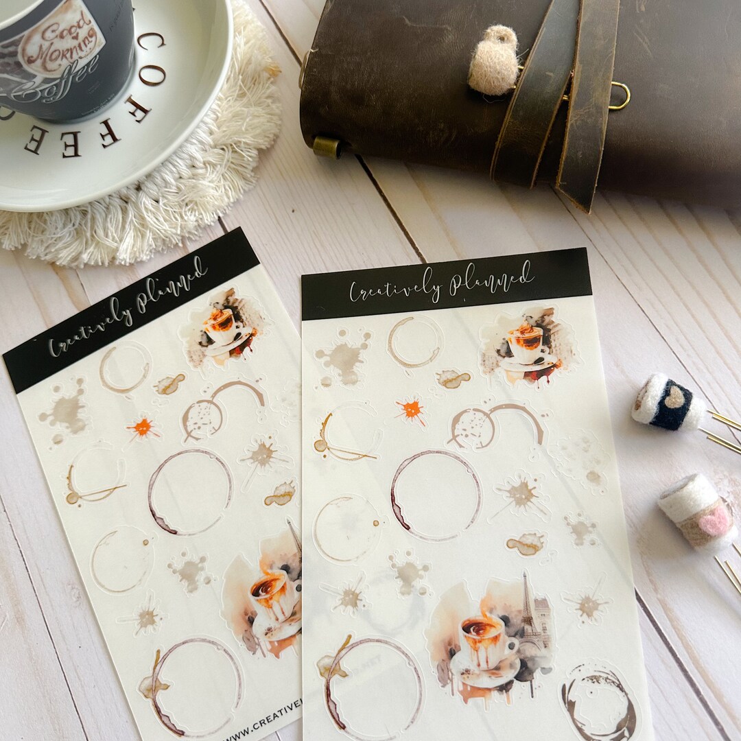 Coffee Stain Stickers Planner Journal Travelers Notebook - Etsy