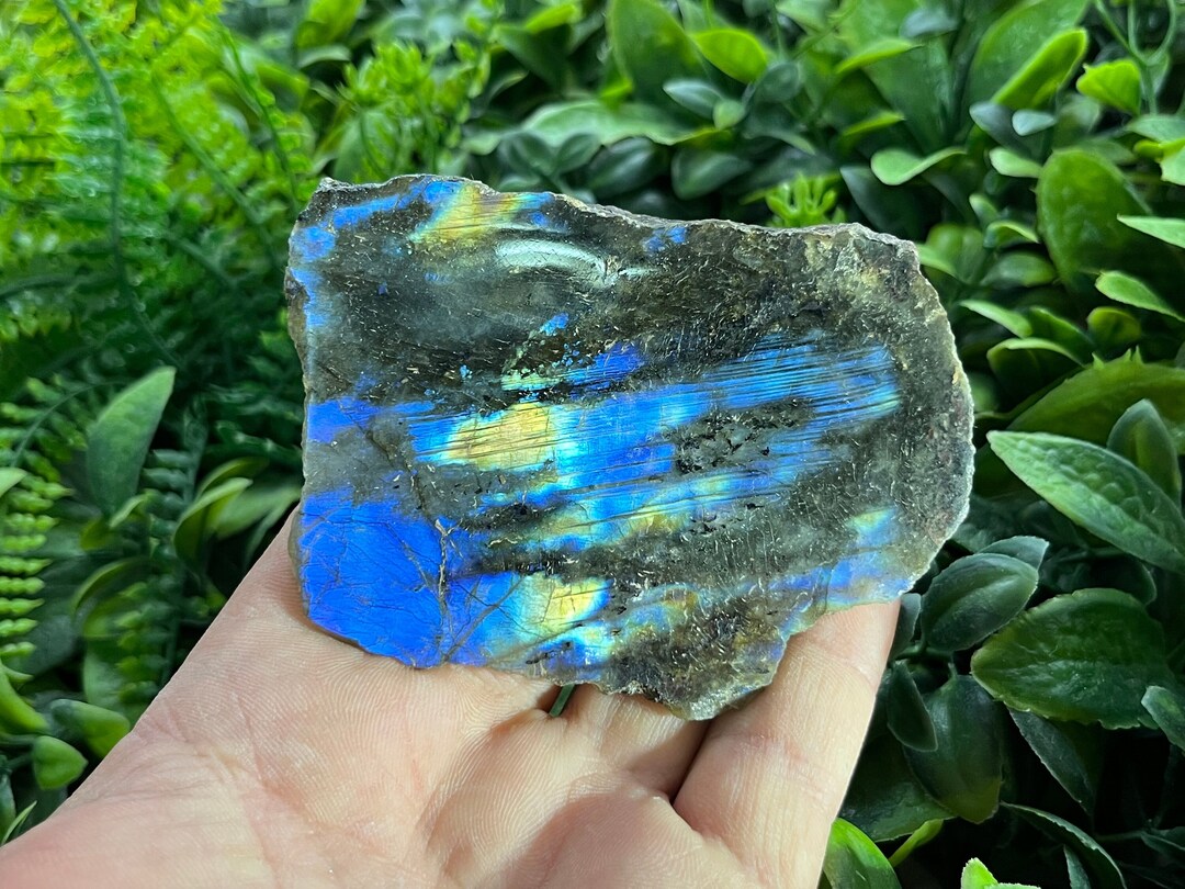 LABRADORITE Natural , Decorative Slab Crystal Grid Polished Labradorite ...