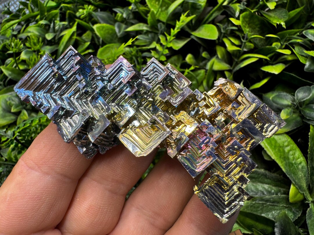 Natural Bismuth Crystal Cluster, Iridescent Mineral Specimen - Etsy
