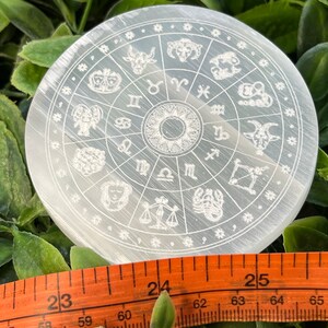 Selenite Zodiac Disc Selenite Engraved Disc Energy Crystal Crystal ...