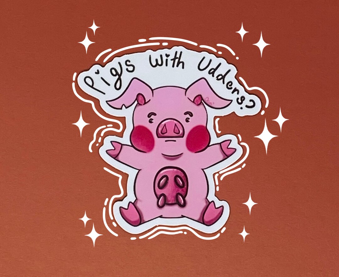 Pig Waterproof Sticker Pigs With Udders Stickers Cute Pig - Etsy