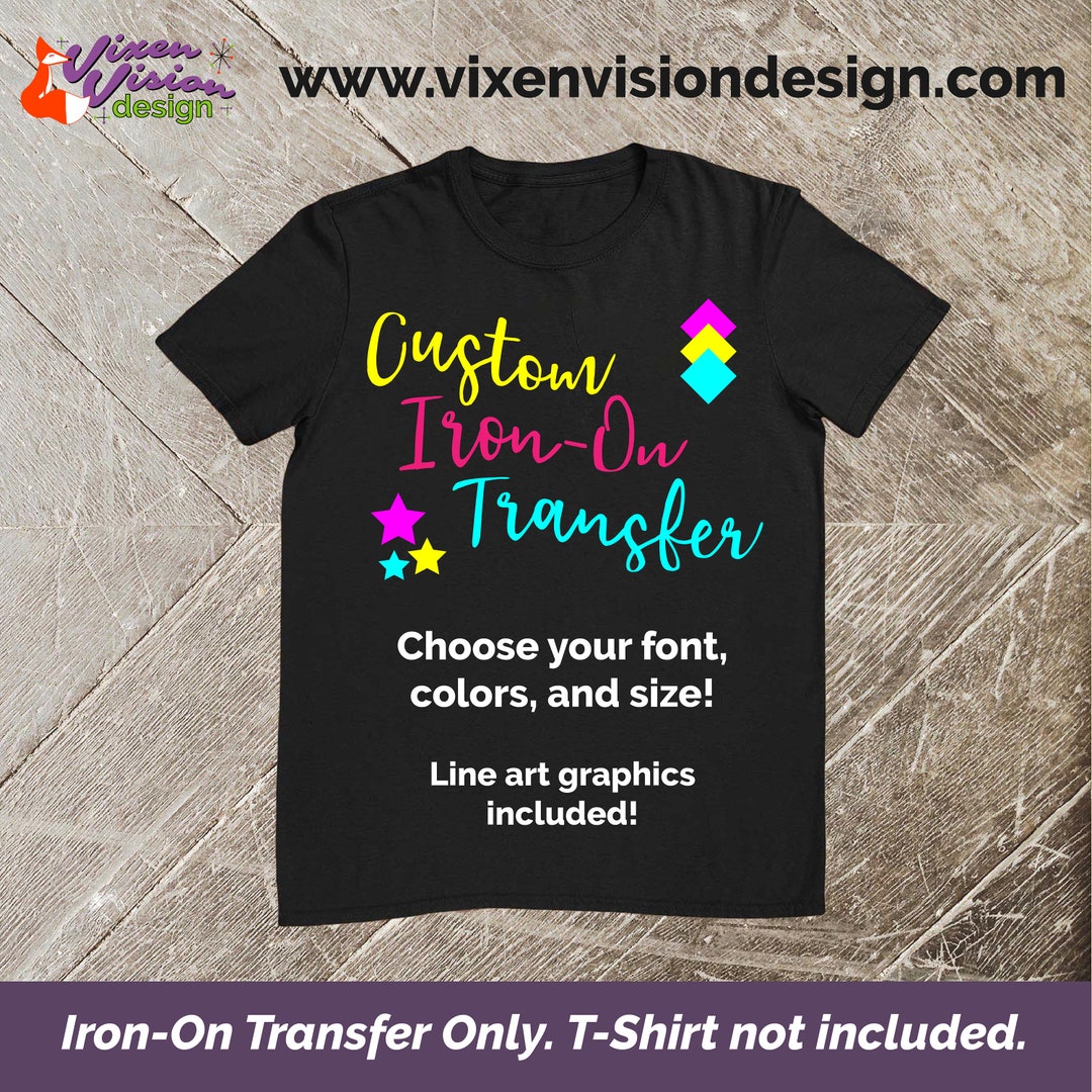 Custom Iron-on Heat Transfer Vinyl Choose Your Font, Colors, and Size ...