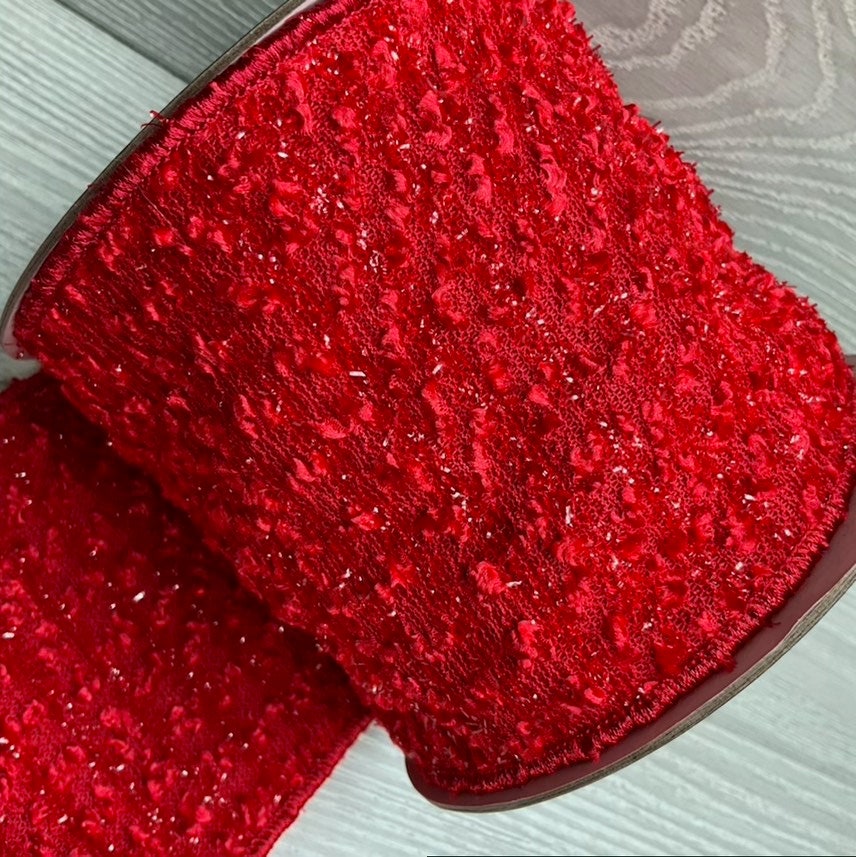 Red Tweed Ribbon Red Ribbon for Christmas Trees Red Wired - Etsy