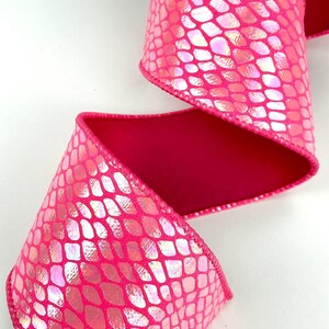 Metallic Pink Irridescent Pattern Wired Ribbon 2.5 Hot Pink Iridescent ...