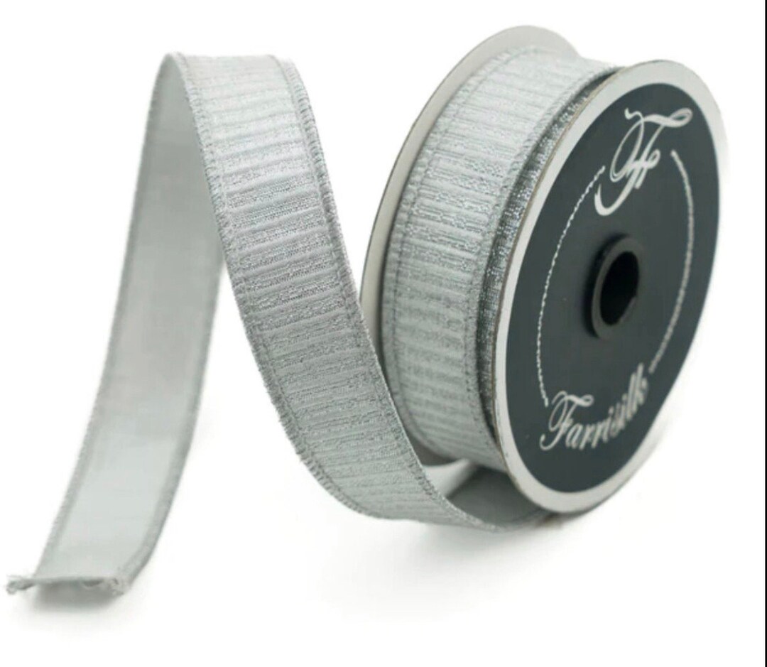 Farrisilk Silver Trim Christmas Ribbon Silver Wired Ribbon - Etsy