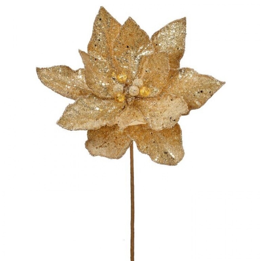 Gold Poinsettias Jeweled Christmas Poinsettia Gold - Etsy