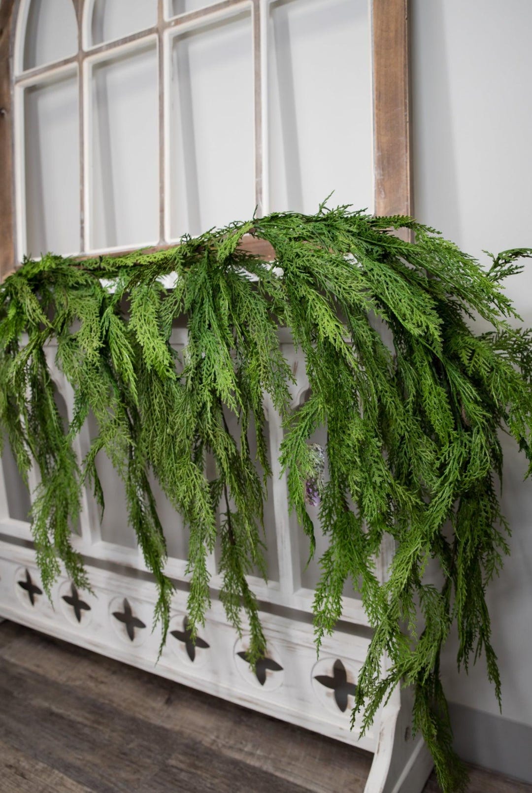 Hanging Cedar Garland Piece, Natural Touch Dripping Cedar Garland 40 ...