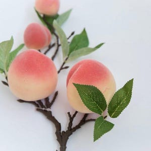Artificial Peaches Stems, Peach Spray, Faux Fruit, Artificial Peaches ...