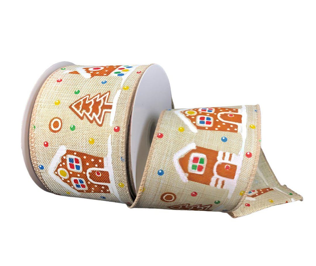 Gingerbread Wired Ribbon, Candy-land Christmas, 2.5 Wired Ribbon ...