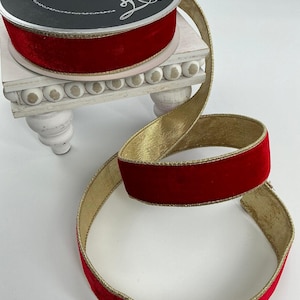 Red Velvet Wired Ribbon, Red Flashy Velvet Luster 1.5” Farrisilk Wired ...