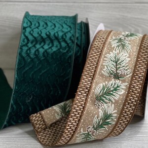 Pinecone and Pine Ribbon, Christmas Ribbon for Tree, Rustic Farmhouse ...