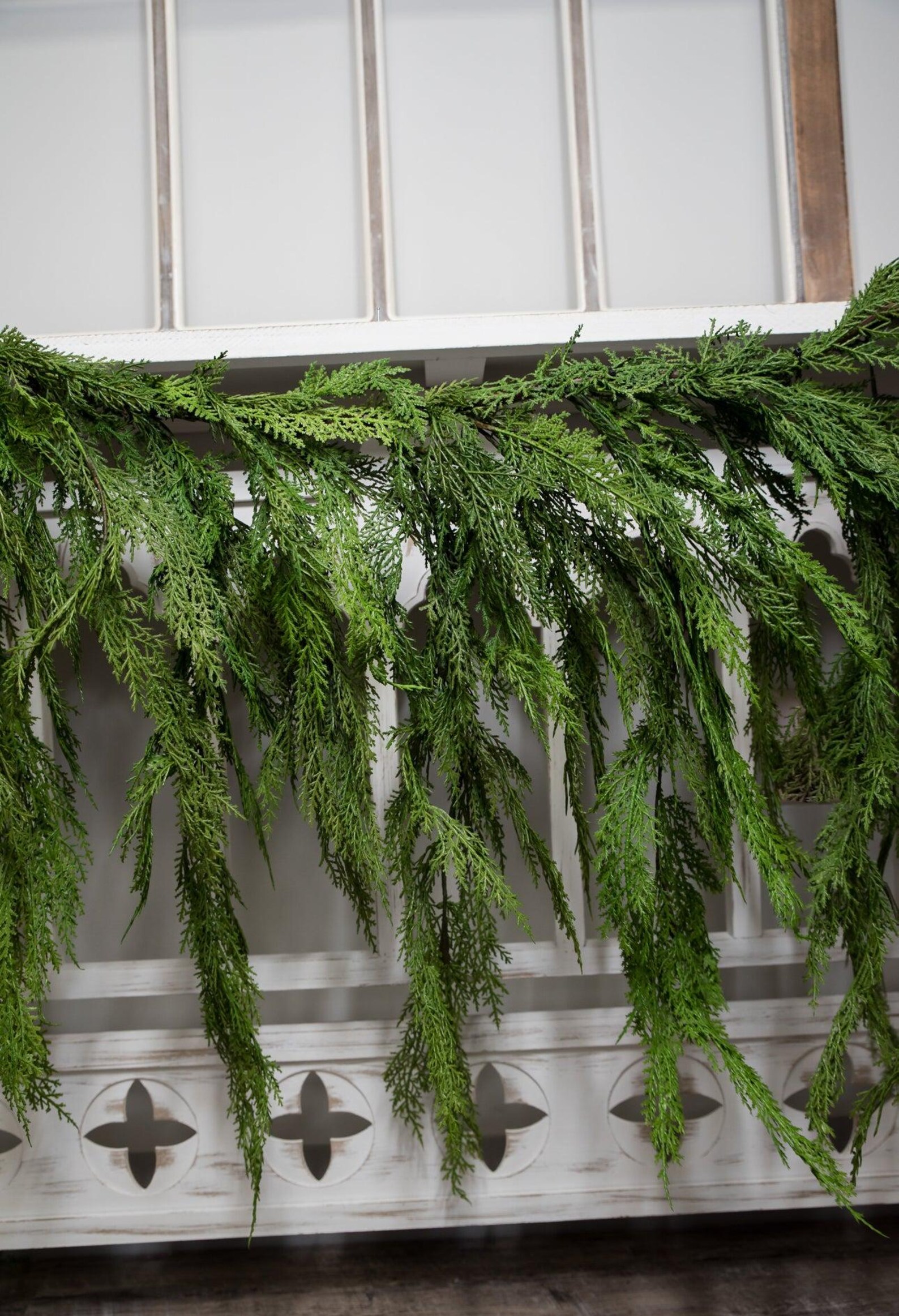 Hanging Cedar Garland Piece, Natural Touch Dripping Cedar Garland 40 ...