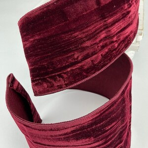 Burgundy Velvet Wired Ribbon, Burgundy Christmas Ribbon for Tree, 4 10 ...