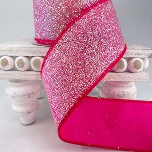 Hot Pink Glittered Wired Ribbon 2.5 Hot Pink, Pink Christmas Ribbon - Etsy