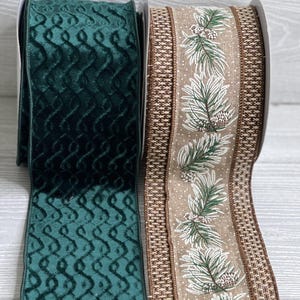 Pinecone and Pine Ribbon, Christmas Ribbon for Tree, Rustic Farmhouse ...