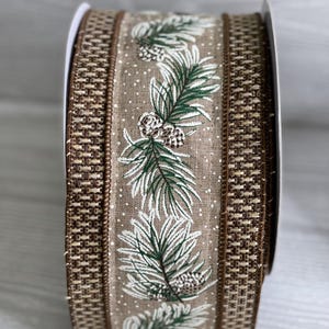 Pinecone and Pine Ribbon, Christmas Ribbon for Tree, Rustic Farmhouse ...