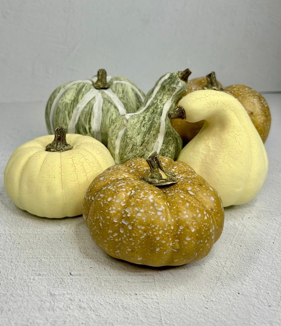 Faux Pumpkins Tan and Sage Green Pumpkins Pumpkin Decor Bag - Etsy