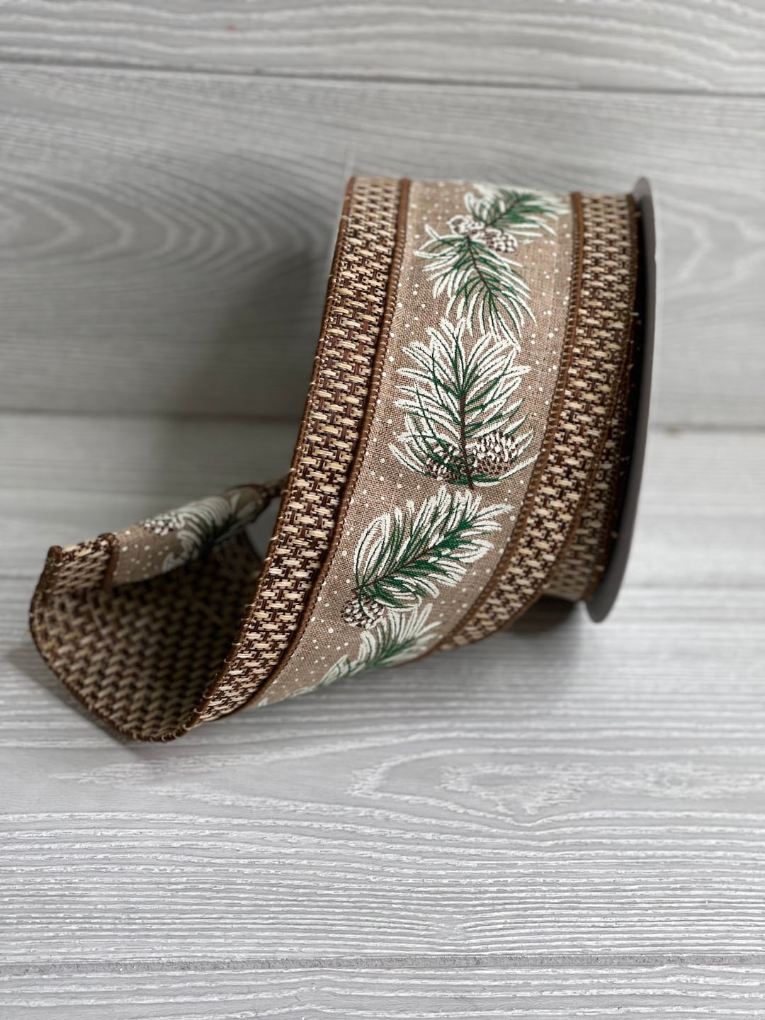 Pinecone and Pine Ribbon, Christmas Ribbon for Tree, Rustic Farmhouse ...