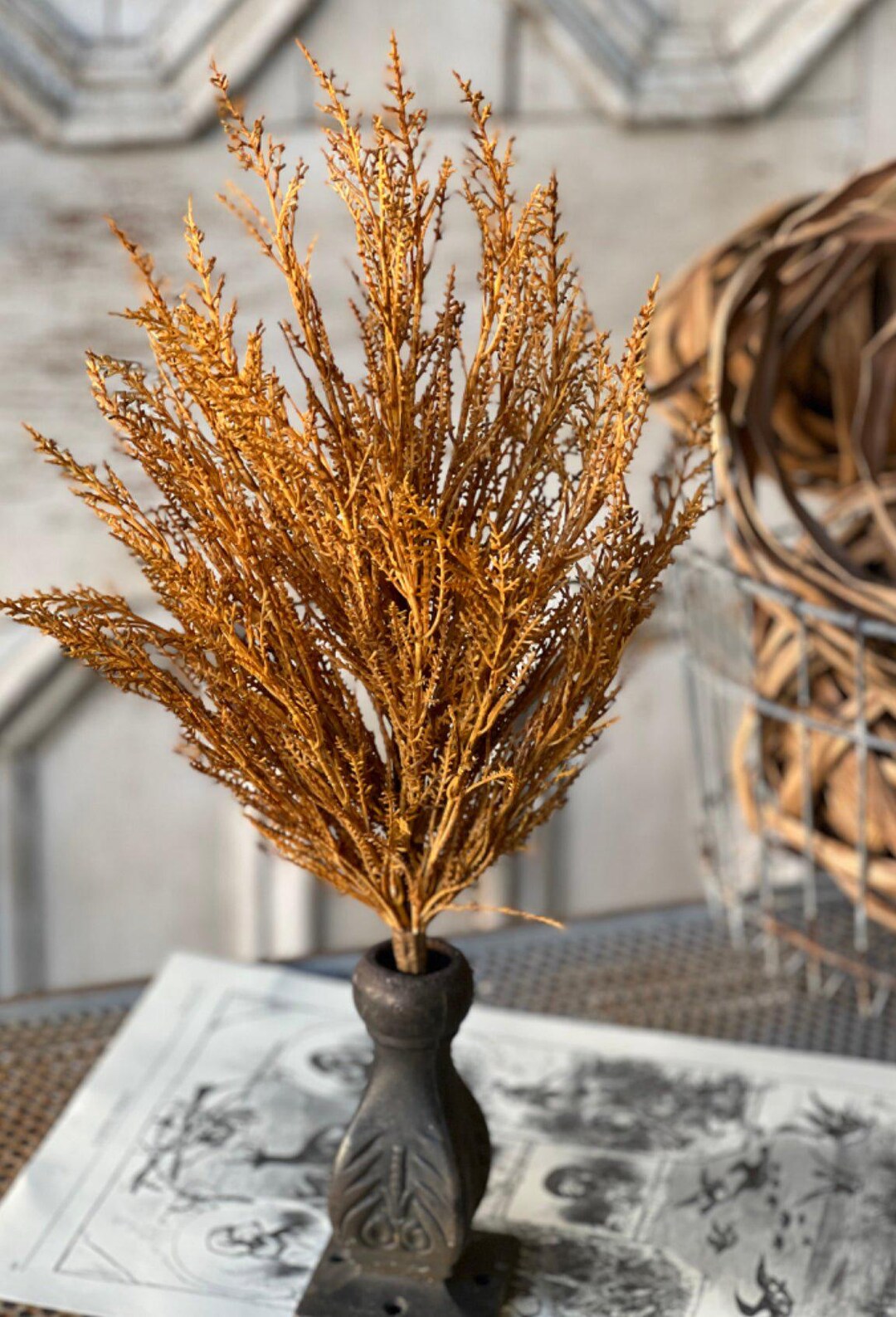Wild Wheat Bush - Rusty Colored Fall Greenery Bush - Great for Vases or ...