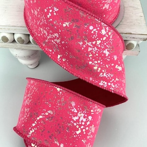 Hot Pink Wired Ribbon, Pink Christmas Ribbons, Iridescent Splatter ...