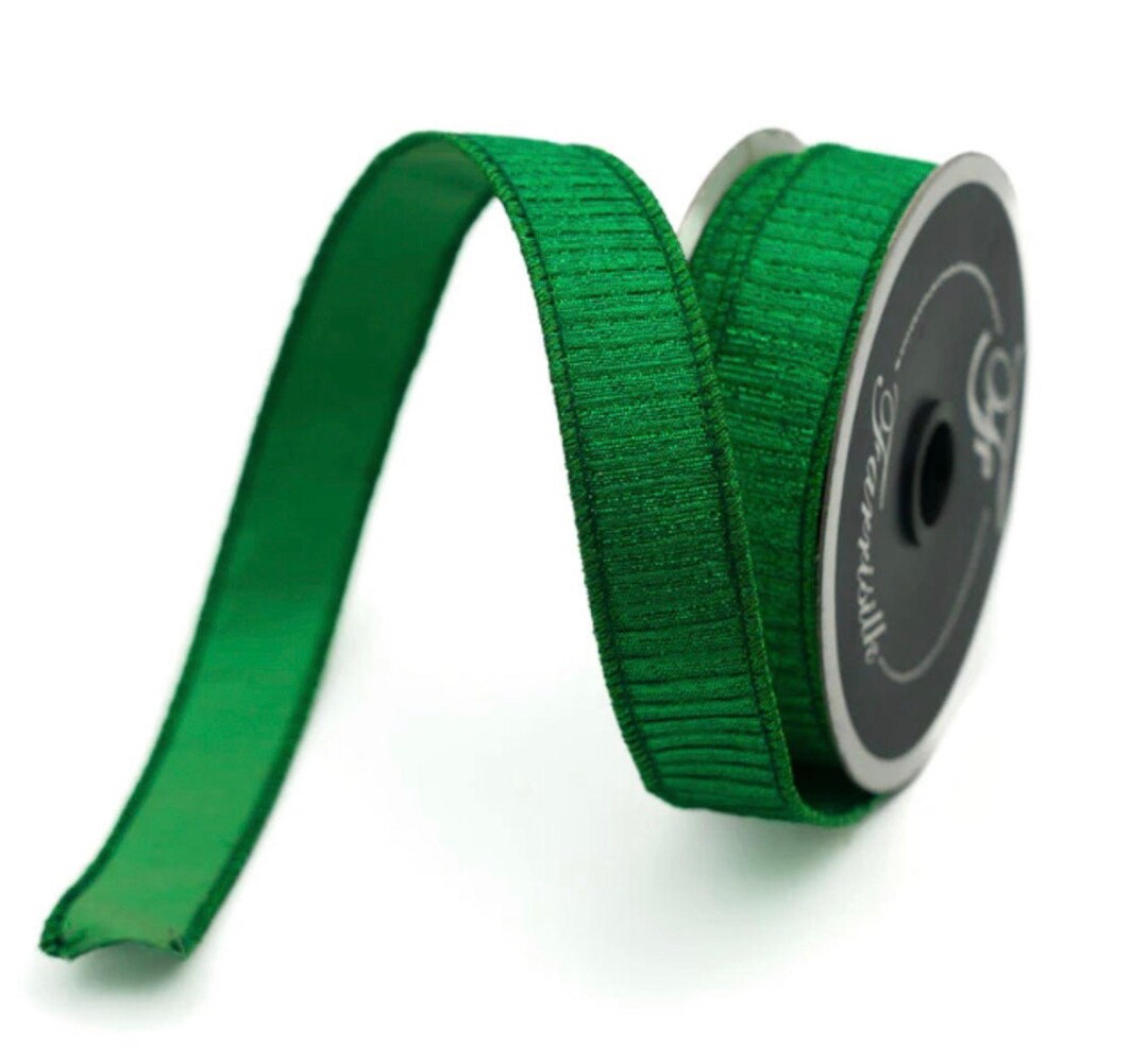 Farrisilk Emerald Green Christmas Ribbon Metallic Green Wired - Etsy