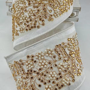 Ivory Farrisilk Edwardian Vine Tree Ribbon 4, Christmas Tree Wired ...