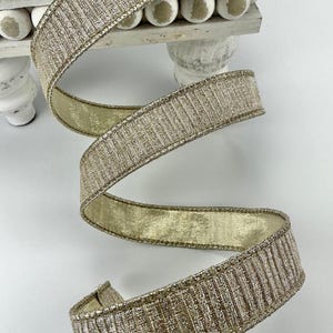 Farrisilk Platinum Trim Christmas Ribbon, Platinum Wired Ribbon ...