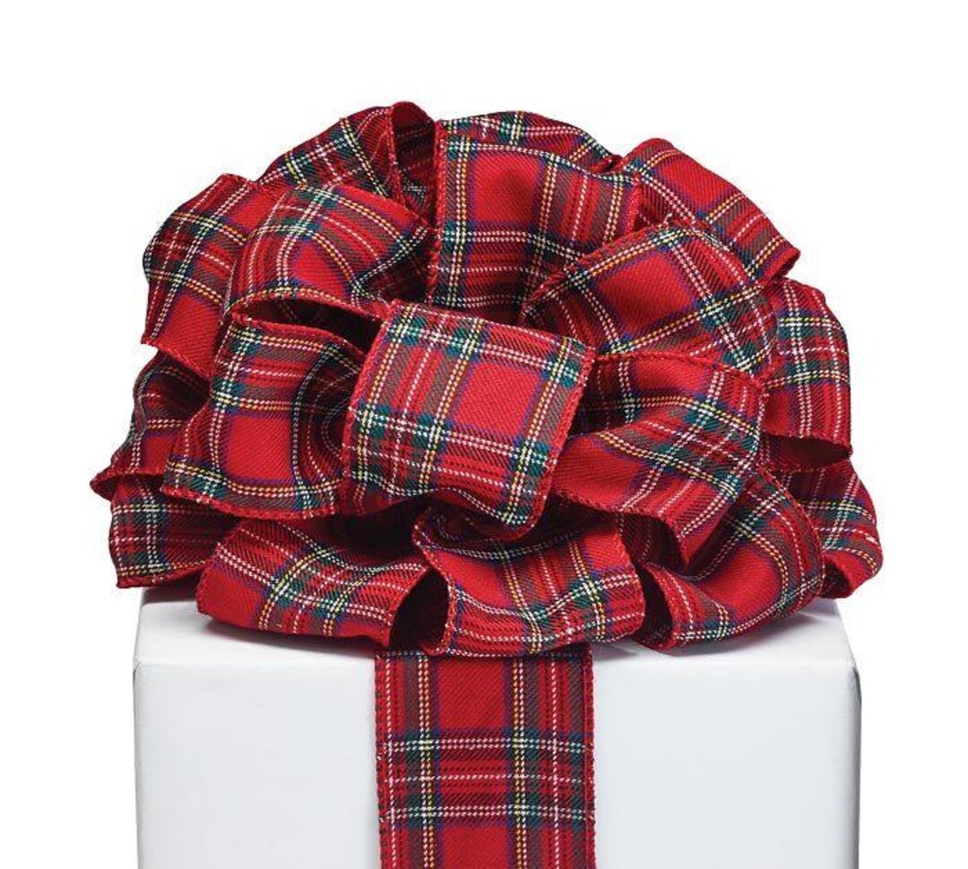 Christmas Tartan Plaid Ribbon, Red and Green Wired Ribbon, 20 Yards 2.5 ...