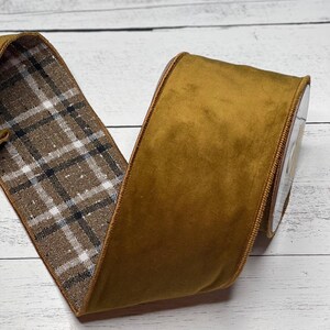 Brown Faux Suede Ribbon, Brown Christmas Wired Ribbon for Tree 4, Plaid ...