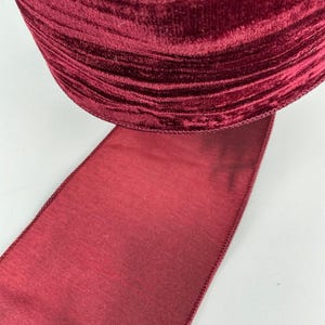 Burgundy Velvet Wired Ribbon, Burgundy Christmas Ribbon for Tree, 4 10 ...