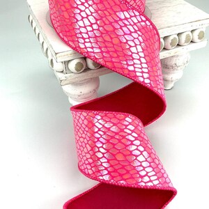 Metallic Pink Irridescent Pattern Wired Ribbon 2.5 Hot Pink Iridescent ...