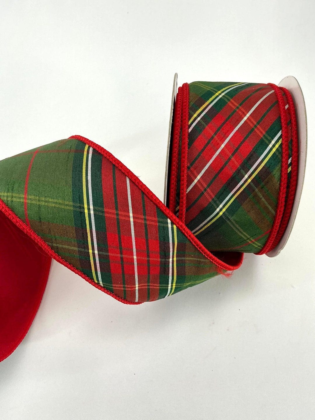 Red and Green Holiday Plaid Ribbon - 2.5”, Christmas Plaids Wired Ribbon for Tree, Lux Plaid - Etsy