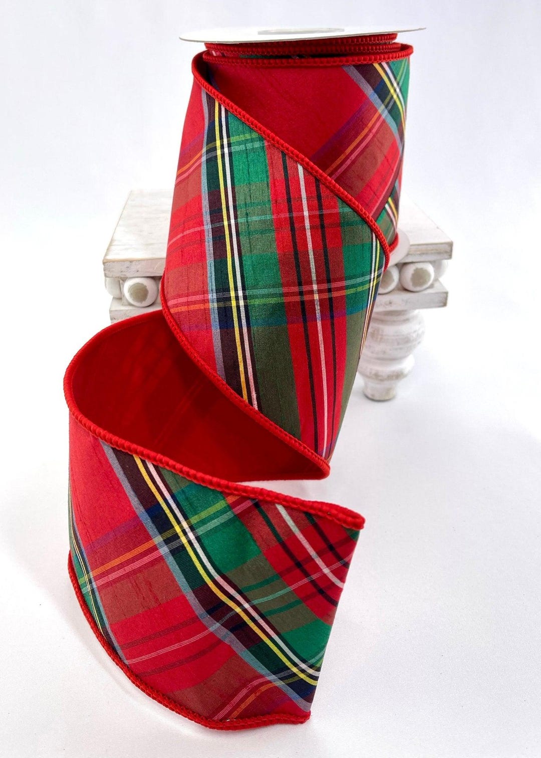 Red Tartan Plaid Wired Ribbon 4 Wired Ribbon Stewart Plaid Wired Ribbon ...