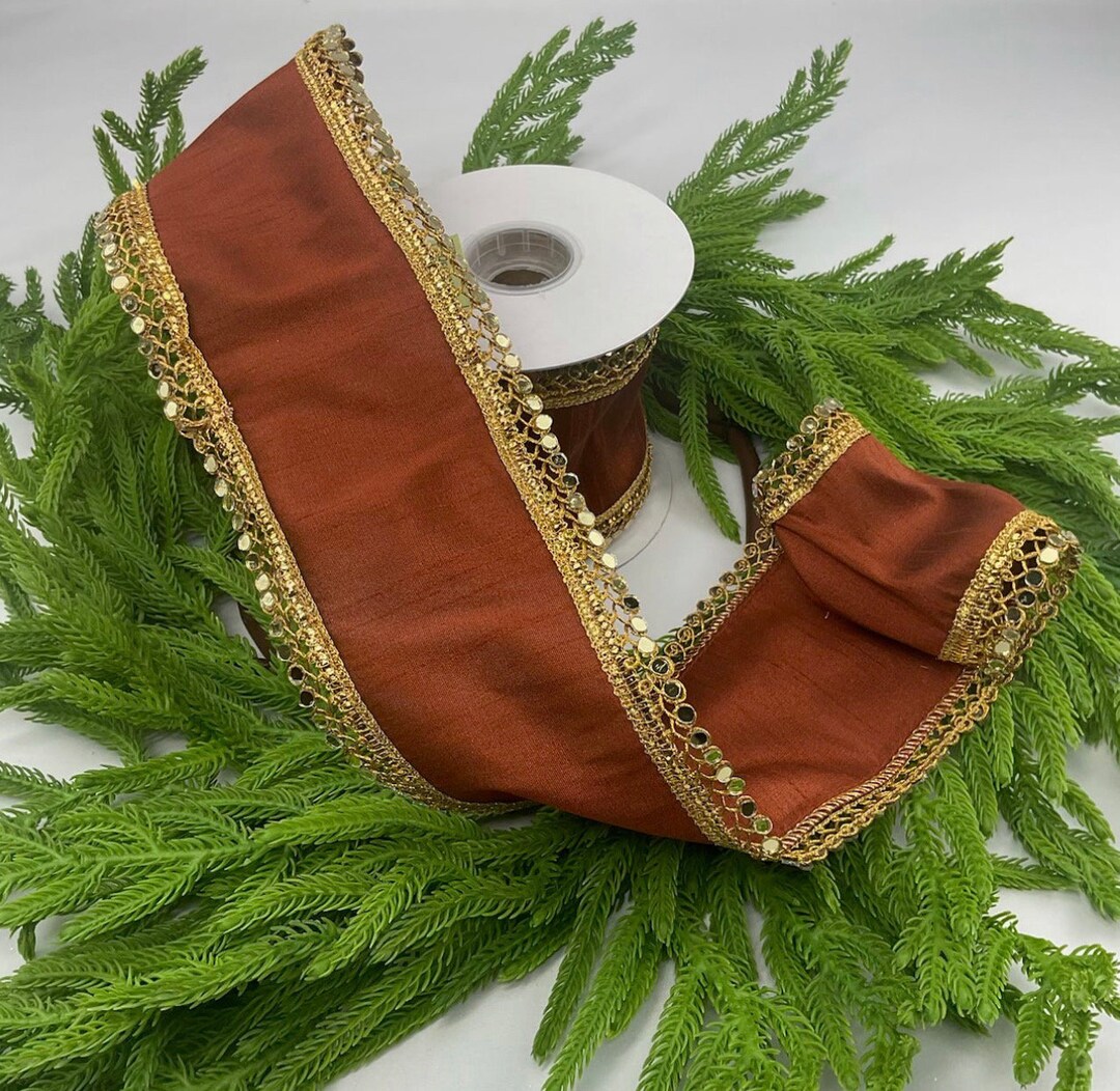 Brown Ribbon, Rust Brown Christmas Ribbon, Rusty Christmas Ribbon ...