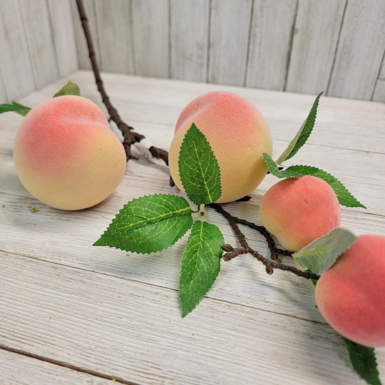 Artificial Peaches Stems Peach Spray Faux Fruit Artificial - Etsy