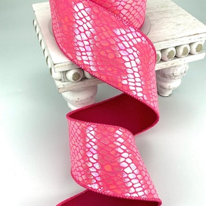 Metallic Pink Irridescent Pattern Wired Ribbon 2.5” Hot Pink Iridescent ...