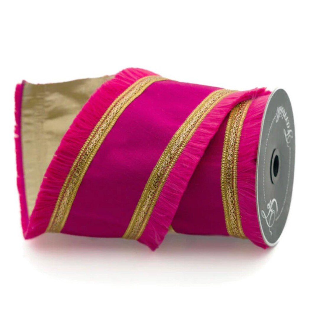 Farrisilk Hot Pink Ribbons, Hot Pink With Festival Fringe Edge 4 ...