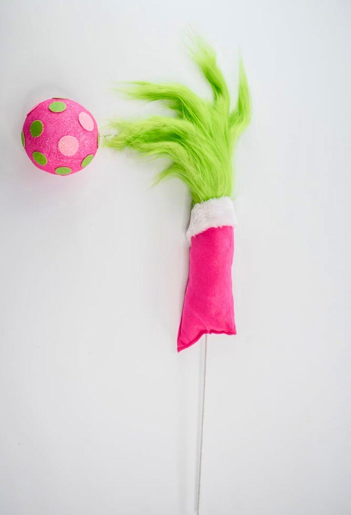 Fluffy Monster Hand Holding Polka Dot Ornament, Bendable Fingers - Etsy