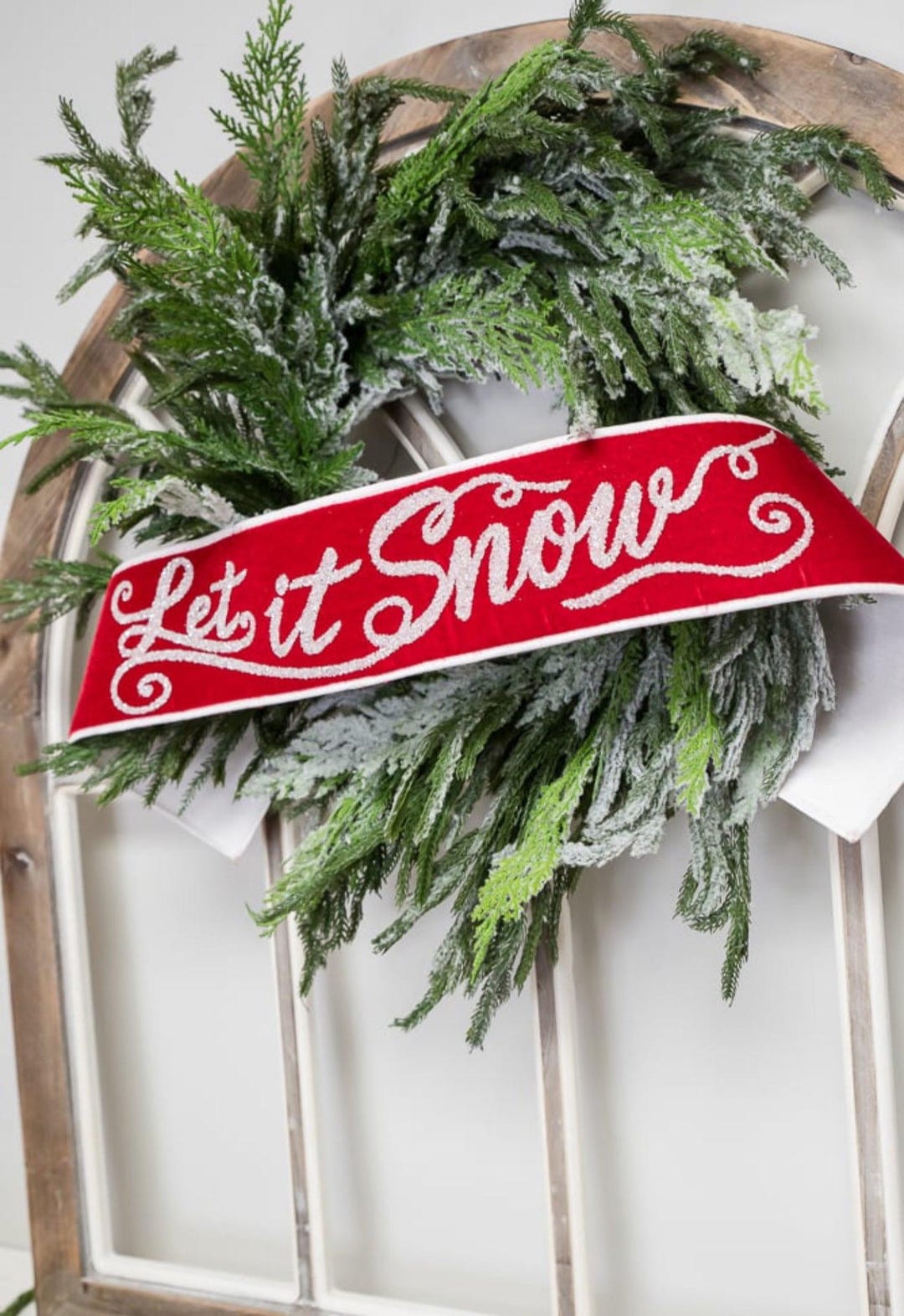 Farrisilk Red Velvet Let It Snow Banner 4, Banner for Wreath or ...