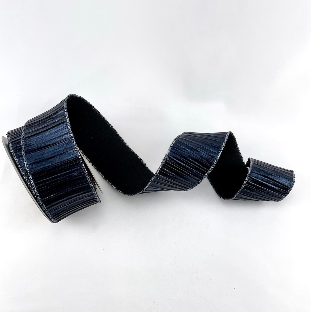 Blue Metallic Ribbon, Midnight Blue Wired Ribbon, Winter Ribbons ...