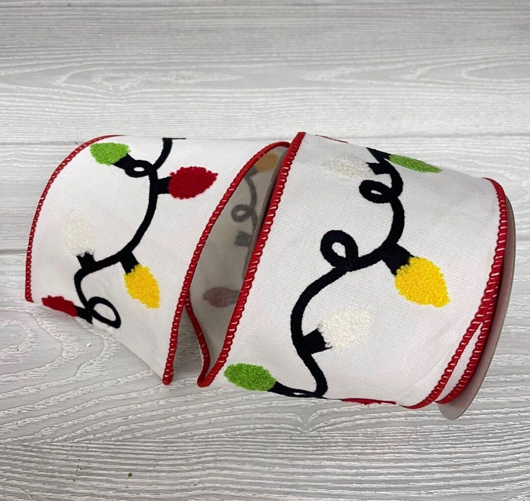 Christmas Tree Ribbon, Christmas Light Bulb Ribbon, 4, Whimsical Red ...